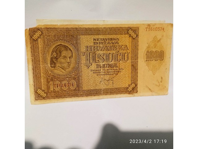 Banknote Croatia 1000 Kuna -1941