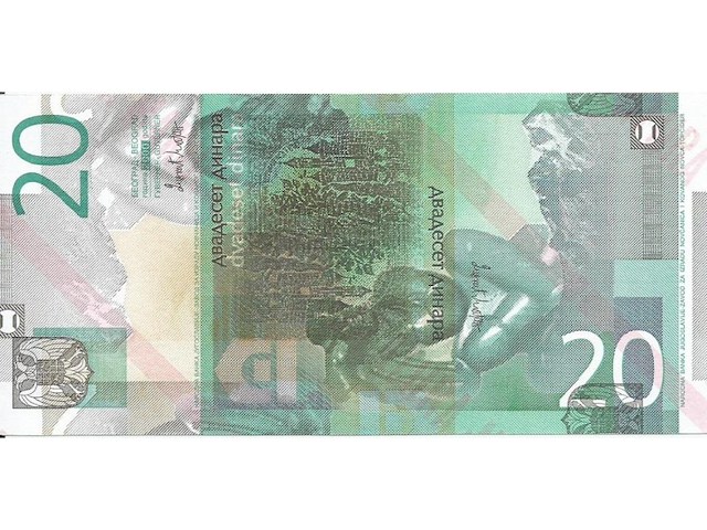 Jugoslavija 20 dinara 2000. UNC MAKULATURA