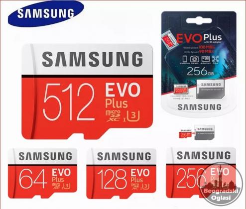NOVO - Samsung Evo Plus 128GB, 256GB, 512GB Micro SD Kartice