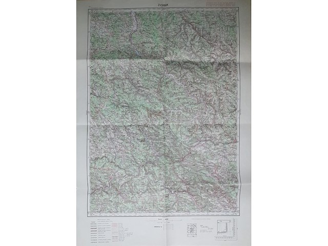 Topografska Karta `ZVORNIK` Jugoslavija