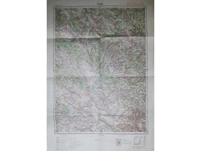 Topografska Karta `TRAVNIK` Jugoslavija