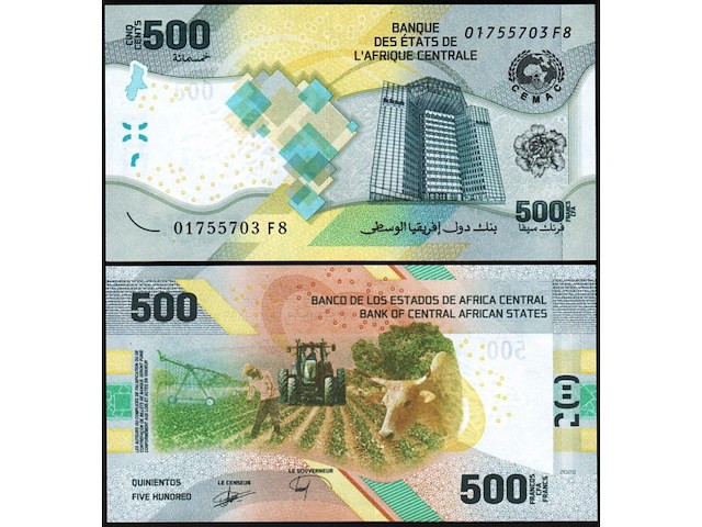 Cental African States (CAS) 500 Francs 2022 UNC, Hibrid