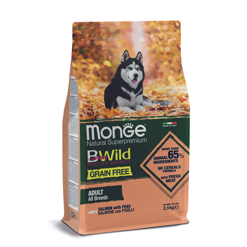 Monge Bwild Adult All Breeds Grain Free Losos&Grašak 2.5kg