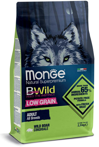 MONGE BWILD ADULT DOG ALL BREEDS LOW GRAIN WILD BOAR 2.5KG