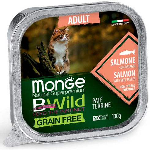 Monge bwild sterilised grain free pašteta za sterilisane mačke losos&povrće 100g