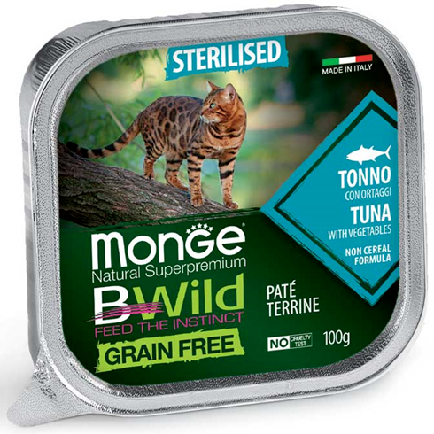 Monge bwild sterilised grain free pašteta za sterilisane mačke tuna&povrće 100g