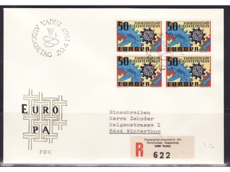 Lihtenštajn - FDC Evropa 1967.