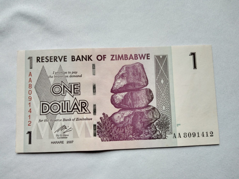 Zimbabve 1 dolar,2007 god.UNC,AA