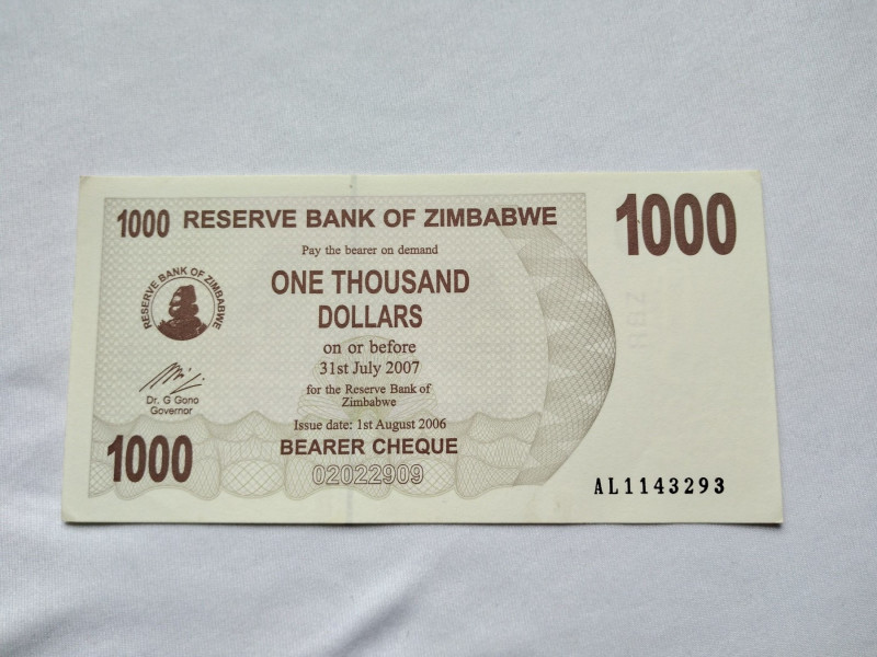 Zimbabve 1.000 dolara,2006 god.aUNC