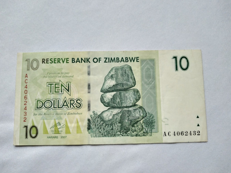 Zimbabve 10 dolara,2007 god.XF