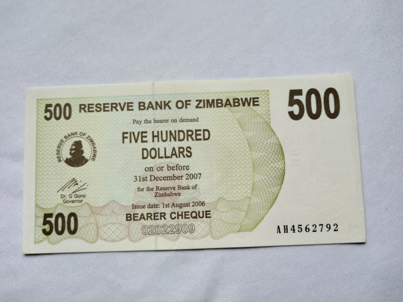 Zimbabve 500 dolara,2006 god.UNC