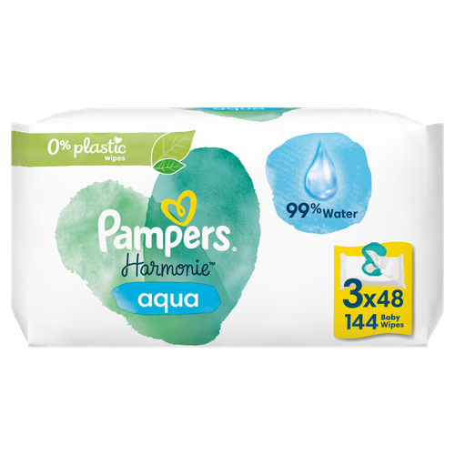 Pampers vlažne maramice Harmonie 3x48kom Aqua Plastic free