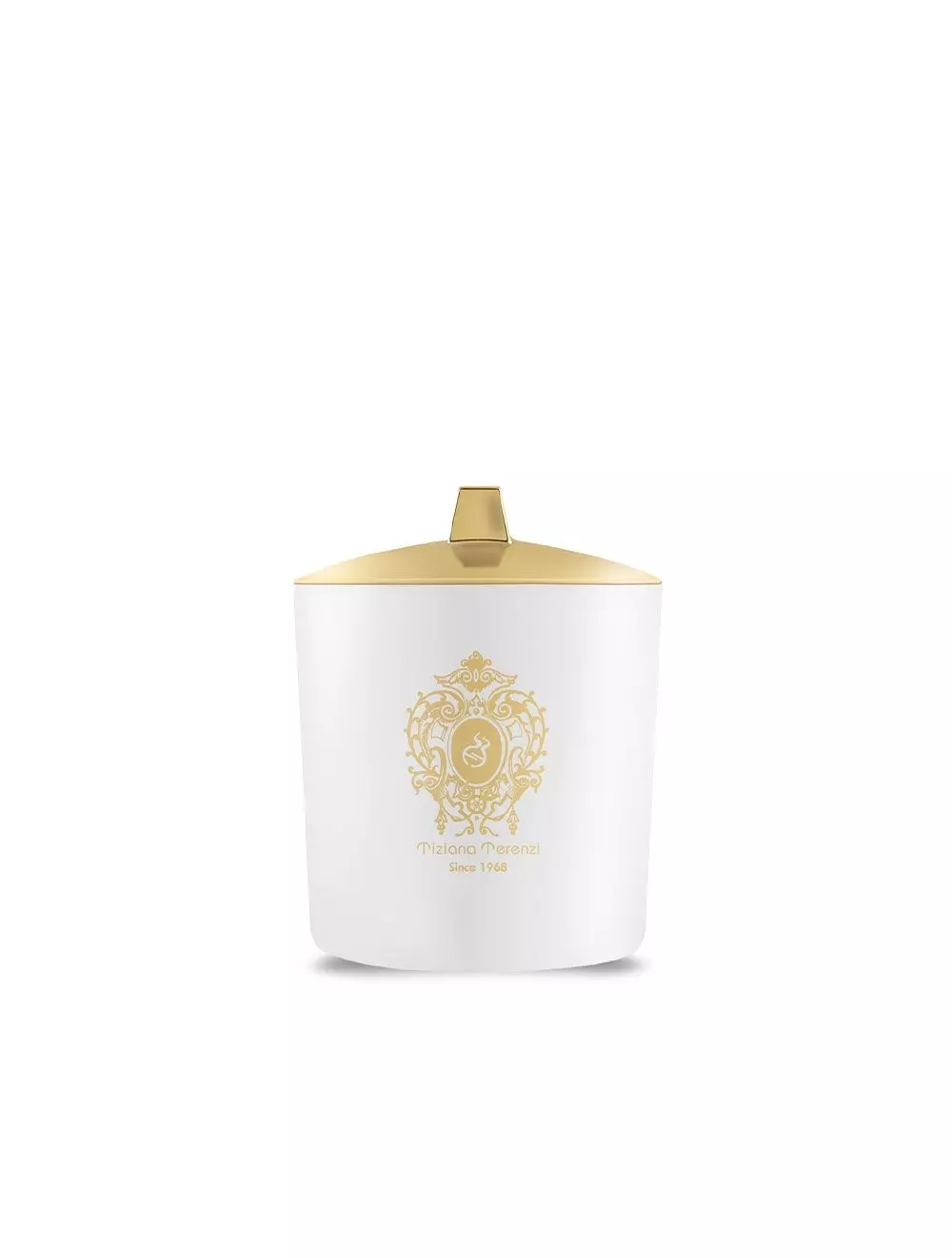 Tiziana Terenzi KIRKE WHITE GLASS WITH LOGO, WOOD WICK LID - Uniseks sveća