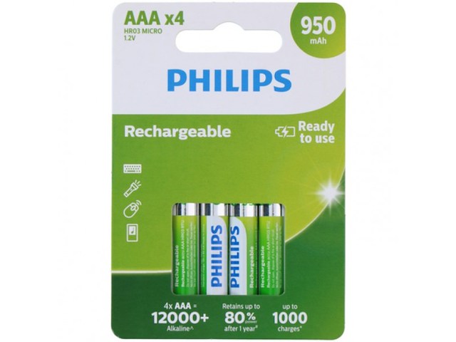 Baterija punjiva NiMH AAA 1.2V 950mAh PHILIPS