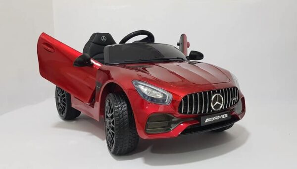 Dečiji auto na akumulator Mercedes GT AMG sa mekim gumama i kožnim sedištem – crveni, BJH2588