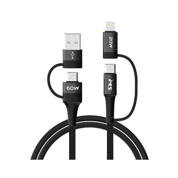 MS Kabl USB-A 2.0/C na USB-C/Lightning 1m, crna