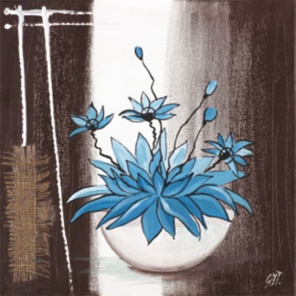 DELTA LINEA Uramljena slika Blue flower 50x50 cm