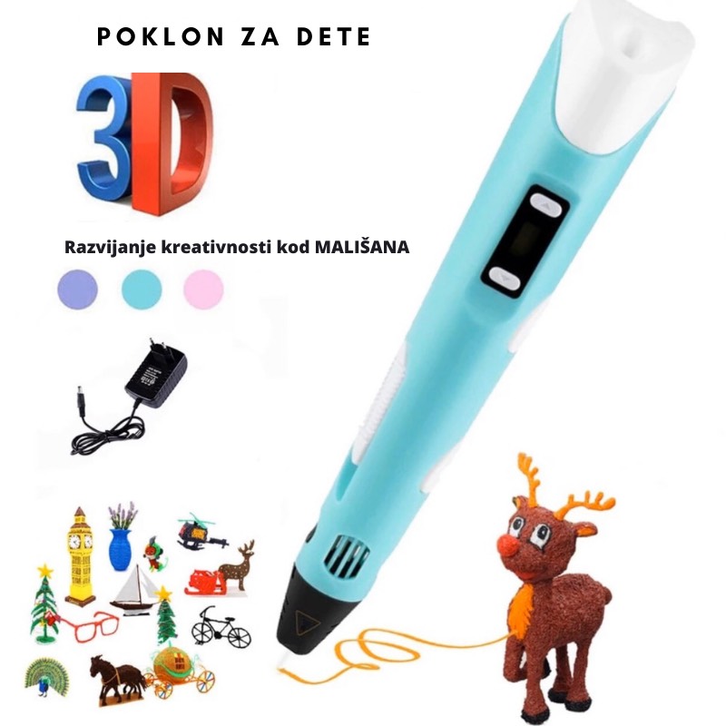 3D Olovka za decu + GRATIS PLA Žice – olovka za 3D crtanje