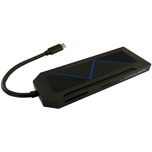 LC POWER RGB USB hub 3.2/USB-C, HDMI / Micro SD čitač kartica, GLAN, Audio | LC-HUB-C-MULTI-6-RGB