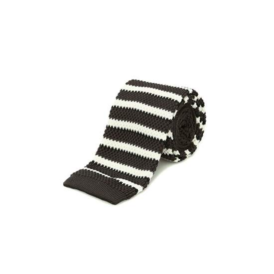 Anthracite Striped Knit Textured Microfiber Men's Tie