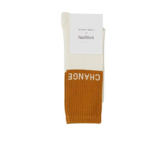 Mustard Ecru Font Jacquard Men's Socks