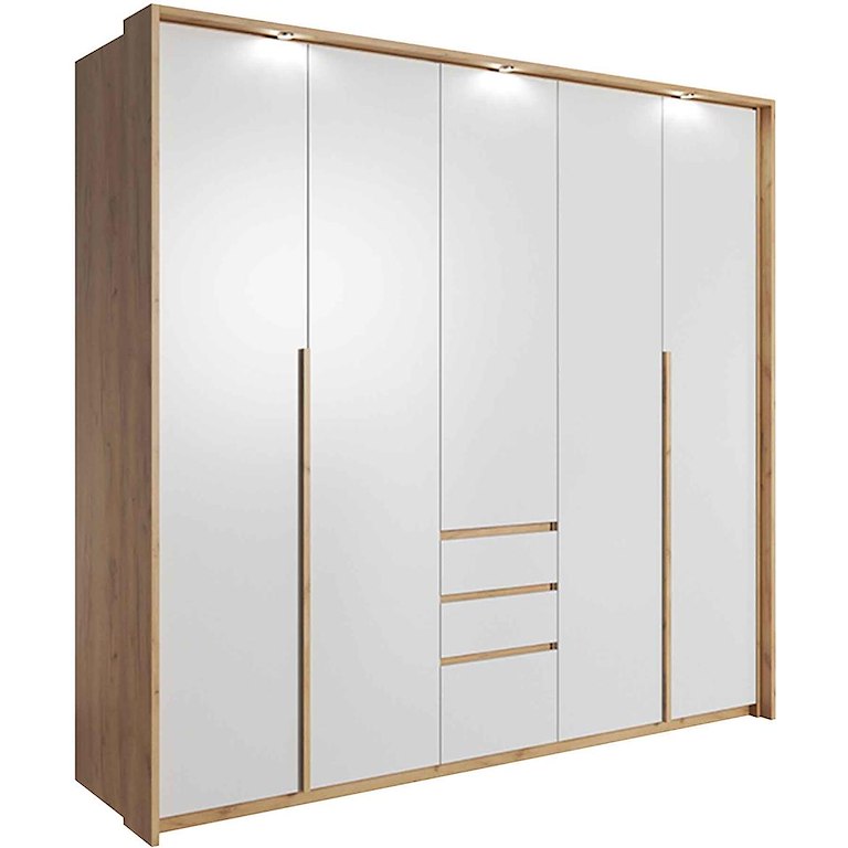 Ormar 230 2 preklopna vrata+1 vrata+3 fioke 225x60x213,5 cm hrast/beli