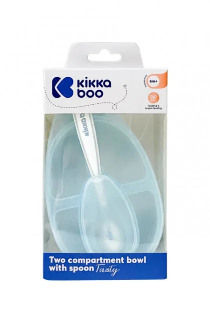 KikkaBoo činija sa 2 pregrade i kašičicom Tasty Blue ( KKB40145 )