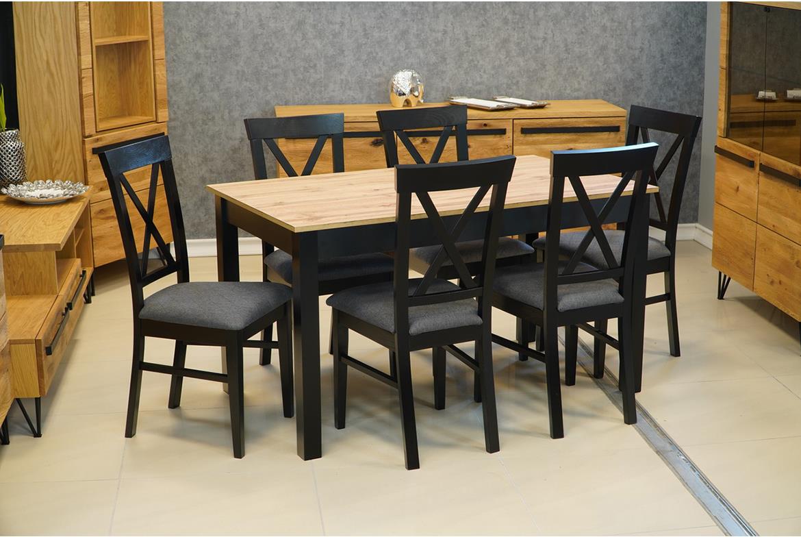 Milan set stol i stolice 1+6 st 140(180)x80x75 cm crna/natur