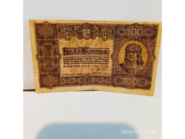 Madjarska 100 korona 1923.