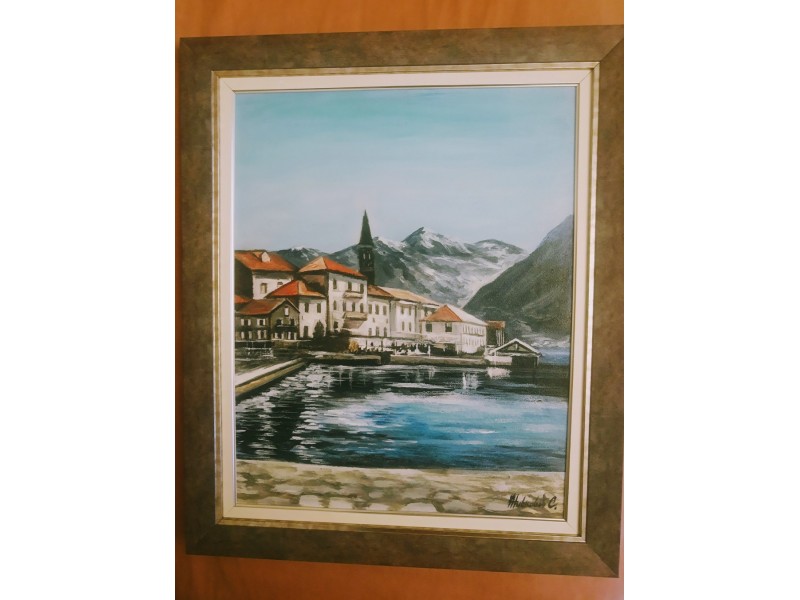 ,Perast, lepota, uramljena 51x61 cm