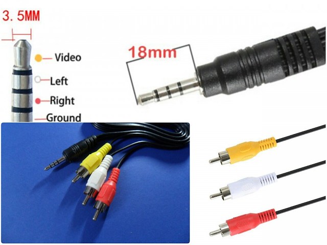 Audio Video kabl - Stereo AV Jack 3,5mm /18mm na 3 RCA