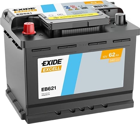 Exide Excell EB621, 12V 62Ah, L+