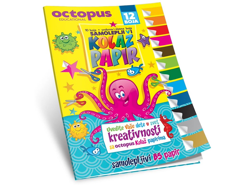 Octopus Kolaž papir B5 samolepljiv 12 boja unl-0395