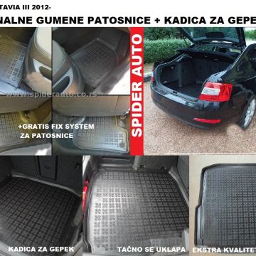 Škoda Octavia III hecbek od 2012-2019 Komplet patosnica+kadica za gepek