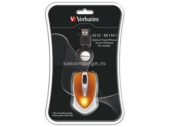 Miš usb 3tipke optički Mini travel Verbatim 49023 narandžasti blister