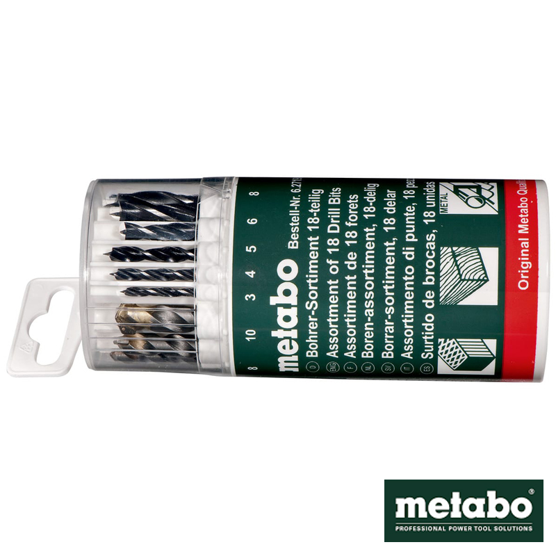 METABO® Set 18 kom. spiralnih burgija za ciglu, blok, kamen, drvo, metal