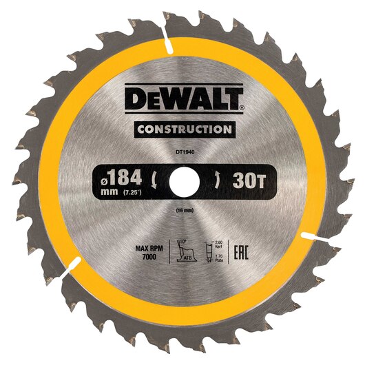 DEWALT®DT1940 list kružne testere za građevinske materijale, 184 mm, 30T