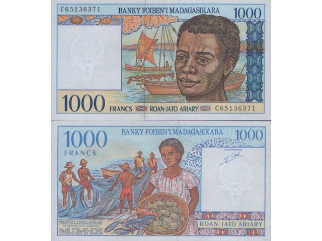 MADAGASCAR Madagaskar 1000 Francs - Ariary 1994 UNC, P-
