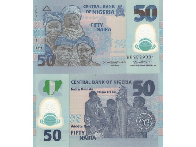 NIGERIA 50 Naira 2021 UNC, P-new Polymer