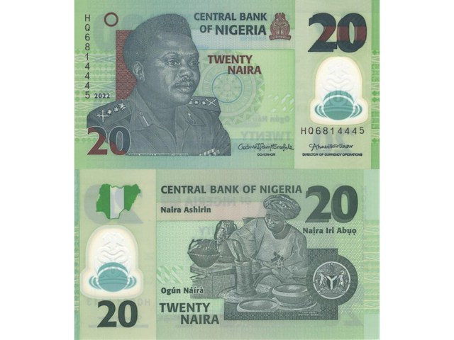 NIGERIA 20 Naira 2022 UNC, P-new Polymer