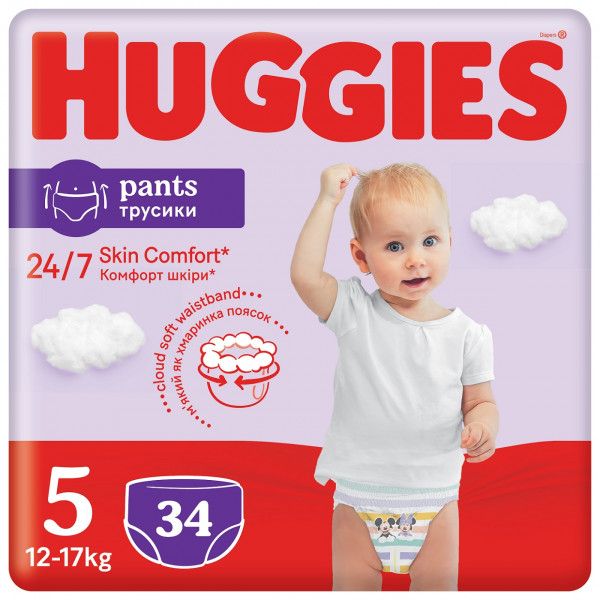 Huggies pelene pants jumbo 5 12-17kg 34kom