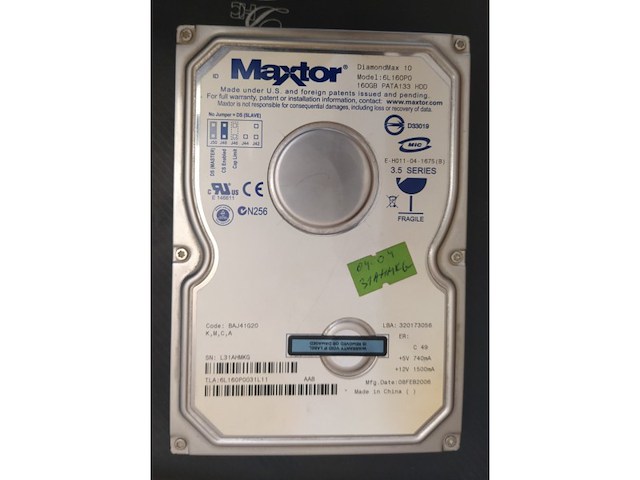 HDD Maxtor 6L 160P0