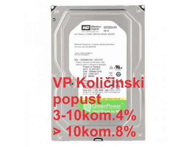 HDD 3.5 ** 500GB WD5000AURX WD AV 24/7 IntelliPower 64MB SATA3