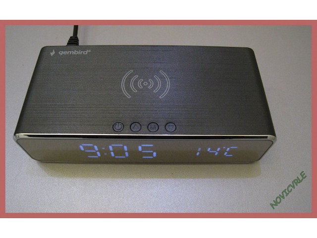 Bežični punjač za mobilni + sat / alarm / termometar
