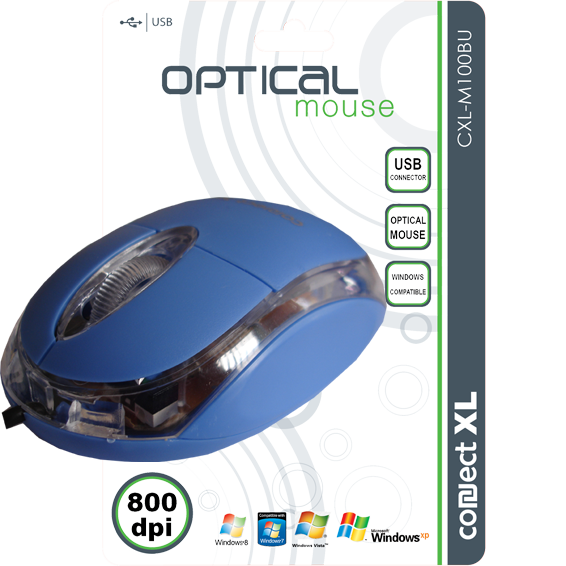 Miš optički, 800dpi, USB, plava boja