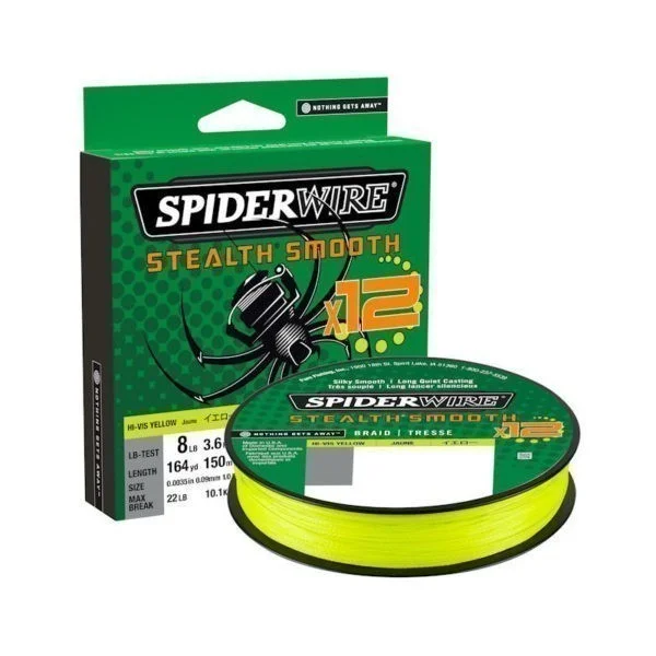 SPIDER WIRE STEALTH SMOOTH X12 YELLOW 150M 0.19MM 18KG