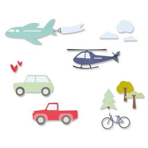 SIZZIX THINLITS SEKAČ-SET SE SASTOJI OD 13 DELOVA Transport Collection