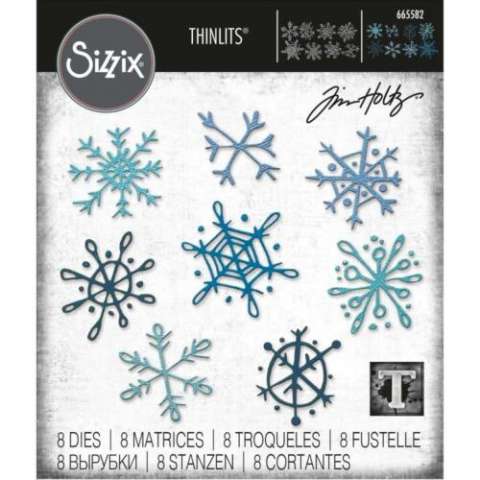 SIZZIX THINLITS SEKAČ-SET SE SASTOJI OD 8 DELOVA Scribbly Snowflakes