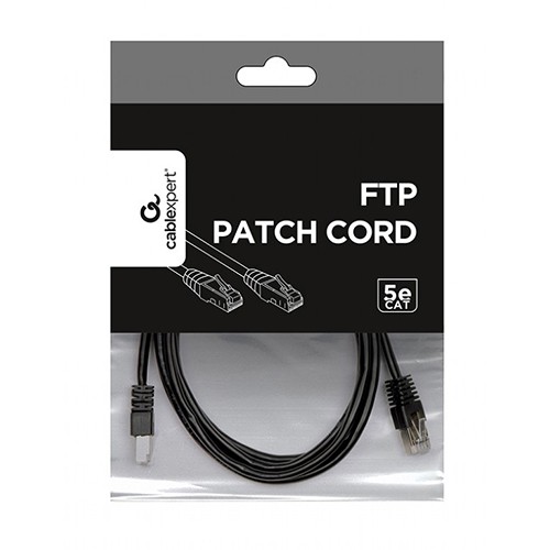 Gembird FTP Cat5e Patch cord, black, 2 m, Foil shielded, 8P8C, Gold plated contacts | PP22-2M/BK