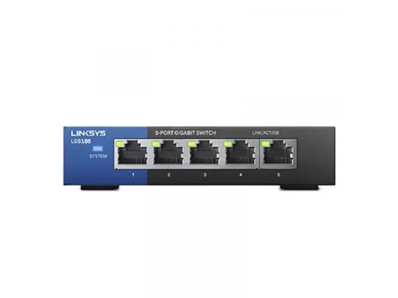 LINKSYS 5-PORT DESKTOP GIGABIT SWITCH (LGS105) – BLACK